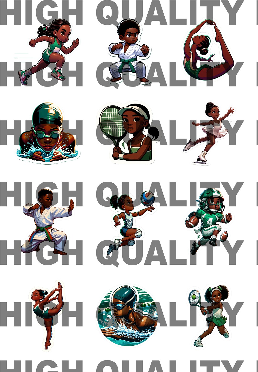 Kid Stickers Png, Black Sports Stickers, Black Stickers, African ...