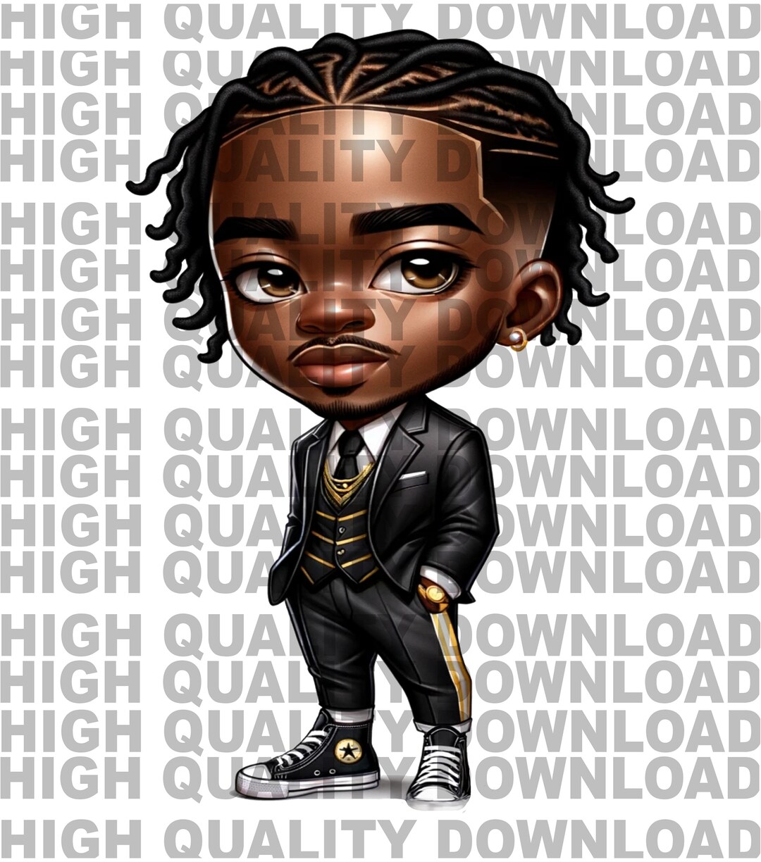 Black and Gold Chibi Digital Download Png, Digital Download - Etsy