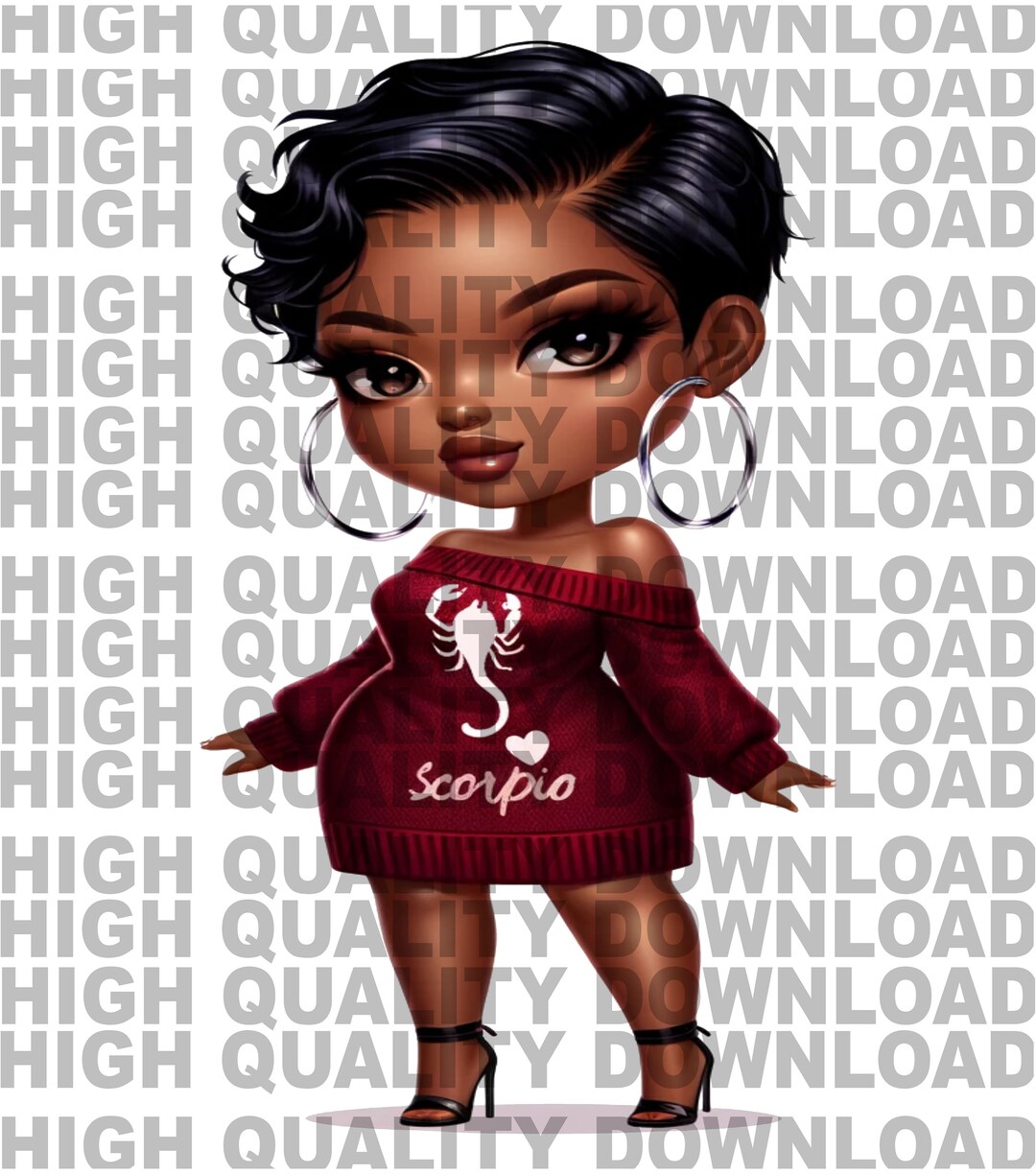 Zodiac Scorpio Png - Chibi Female Png - Cartoon Png - Sublimation ...