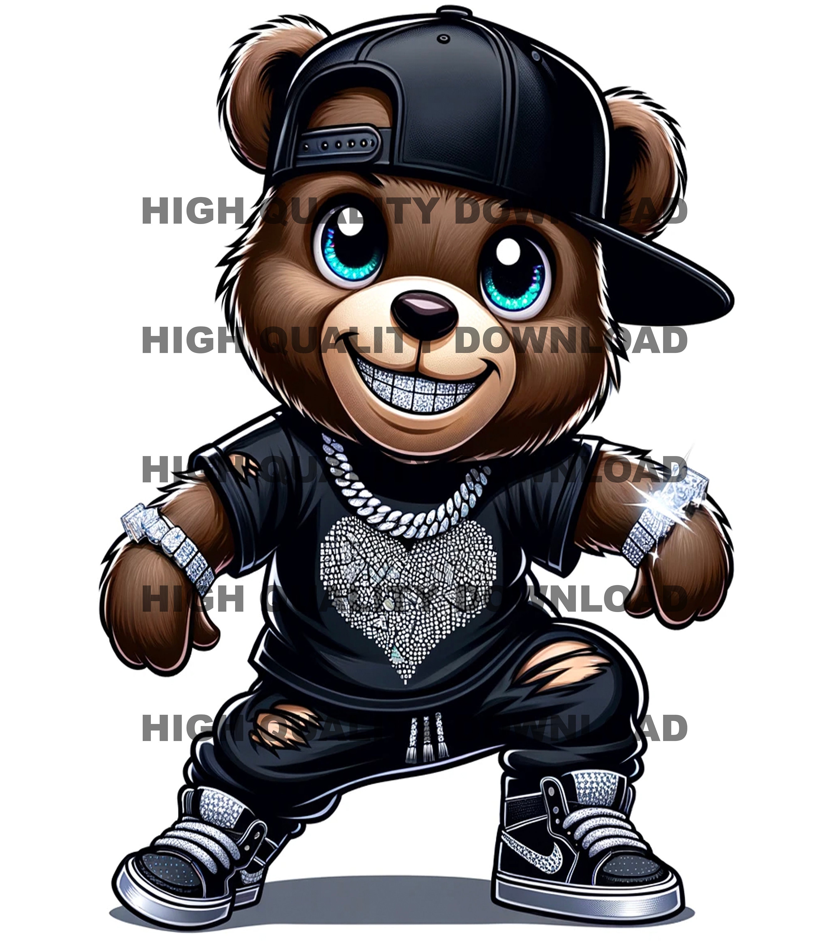 Graffiti Hip Hop Teddy Bear, Cartoon Teddy Bear, Sublimation, Digital ...