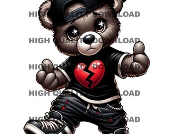 Hip Hop Teddy Bear Graffiti Cartoon Valentine Dready Bear Digital ...