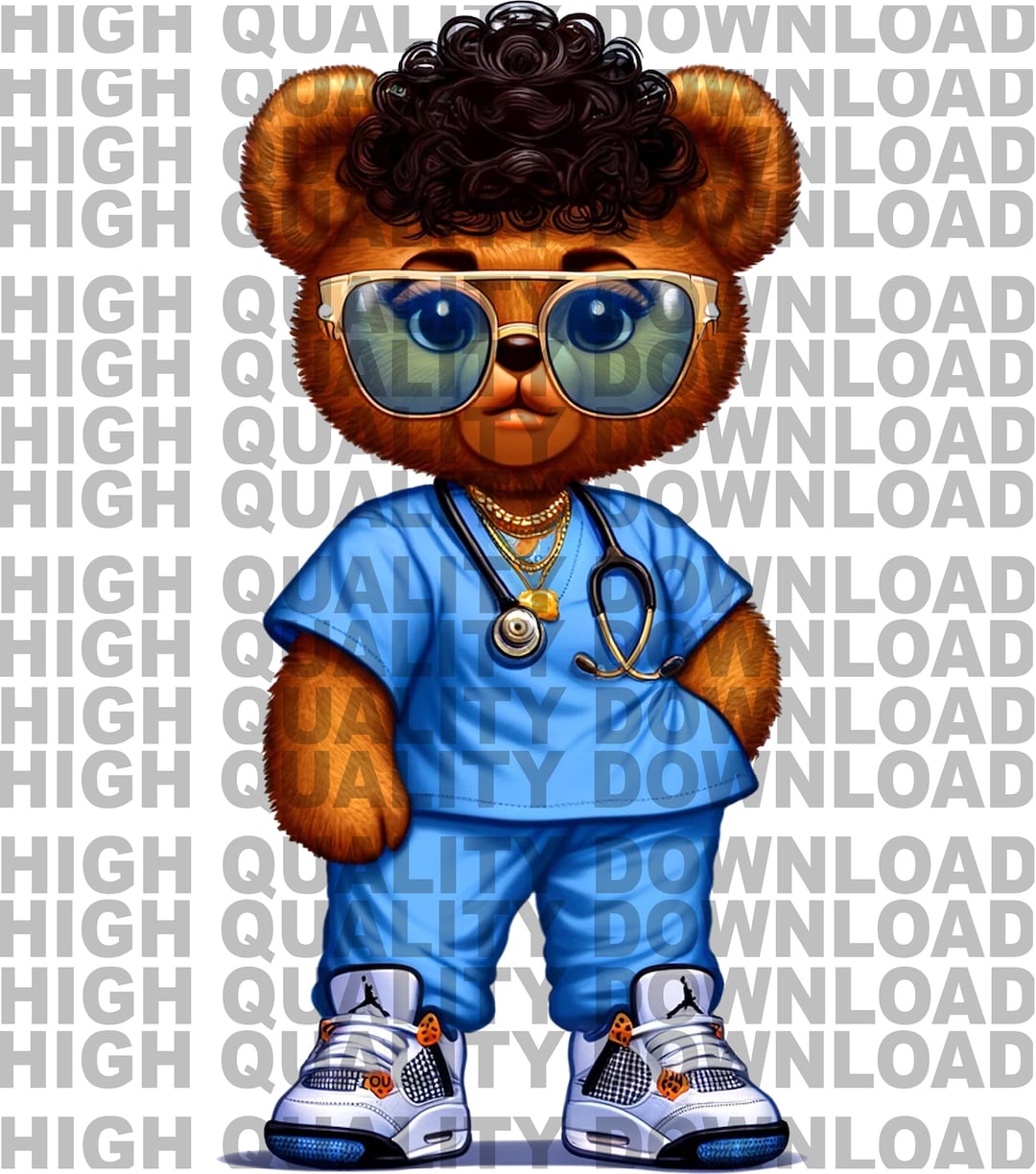 Nurse Png, Teddy Bear Nurse Digital Download, Doctor PNG, Black Nurse ...