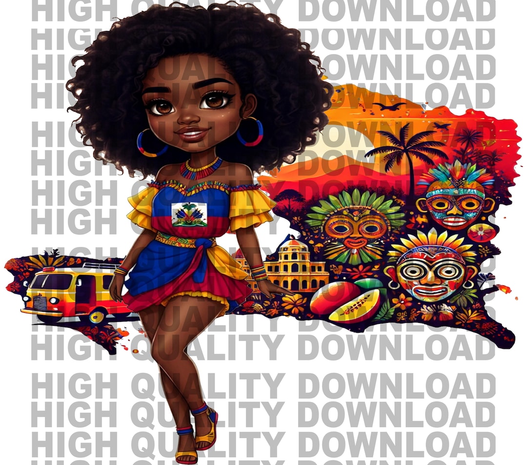 Female Haitian Culture Chibi Art - Digital Download PNG - High ...