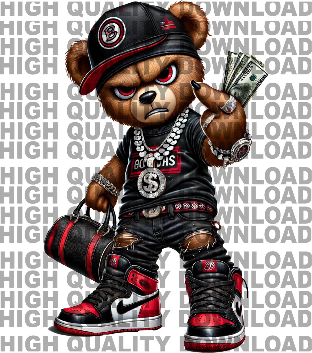 Unique Hip Hop Teddy Bear Art - 1 of 1 Digital PNG Download - Only 1 ...