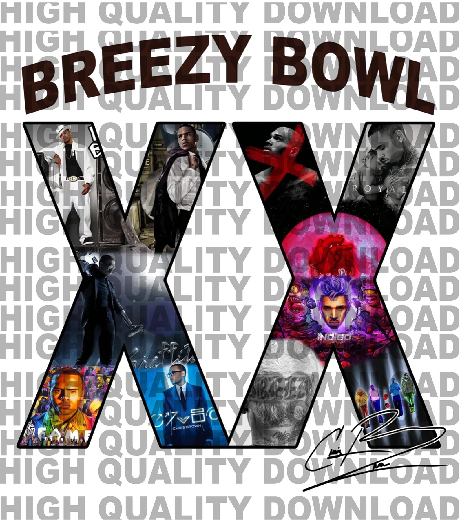 Chris Brown Fan Art PNG: Breezy Bowl XX Clip Art (digital Download) - Etsy