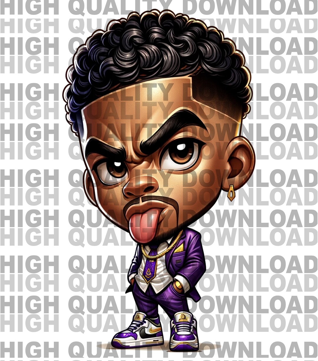 Purple and Gold Chibi Fraternity Digital Download Png - Tongue Out - Etsy