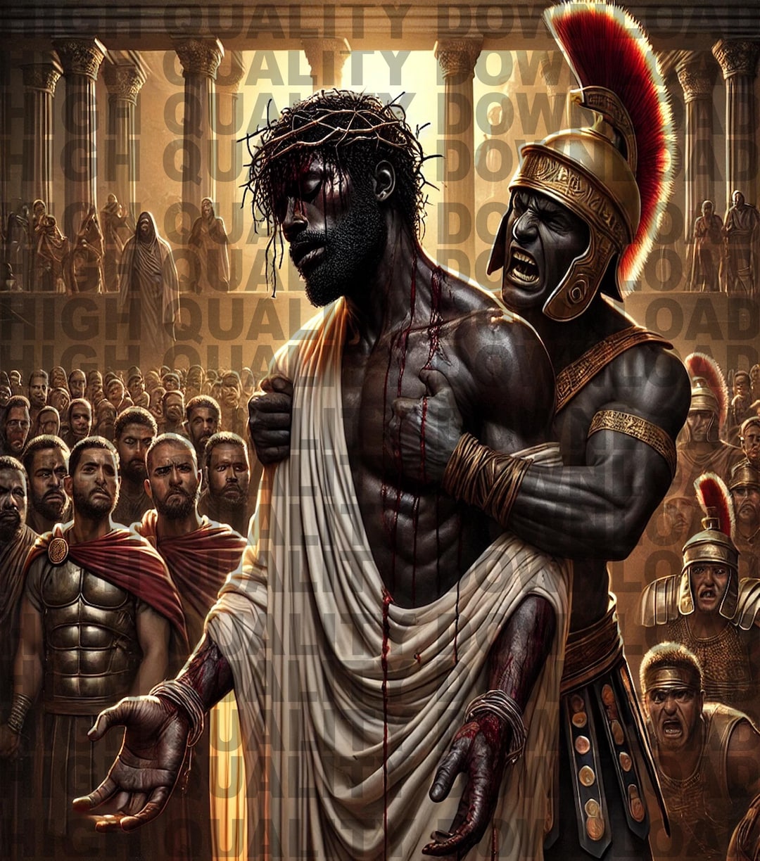 Jesus Christ Standing Before a Large Crowd in Ancient Times Digital ...