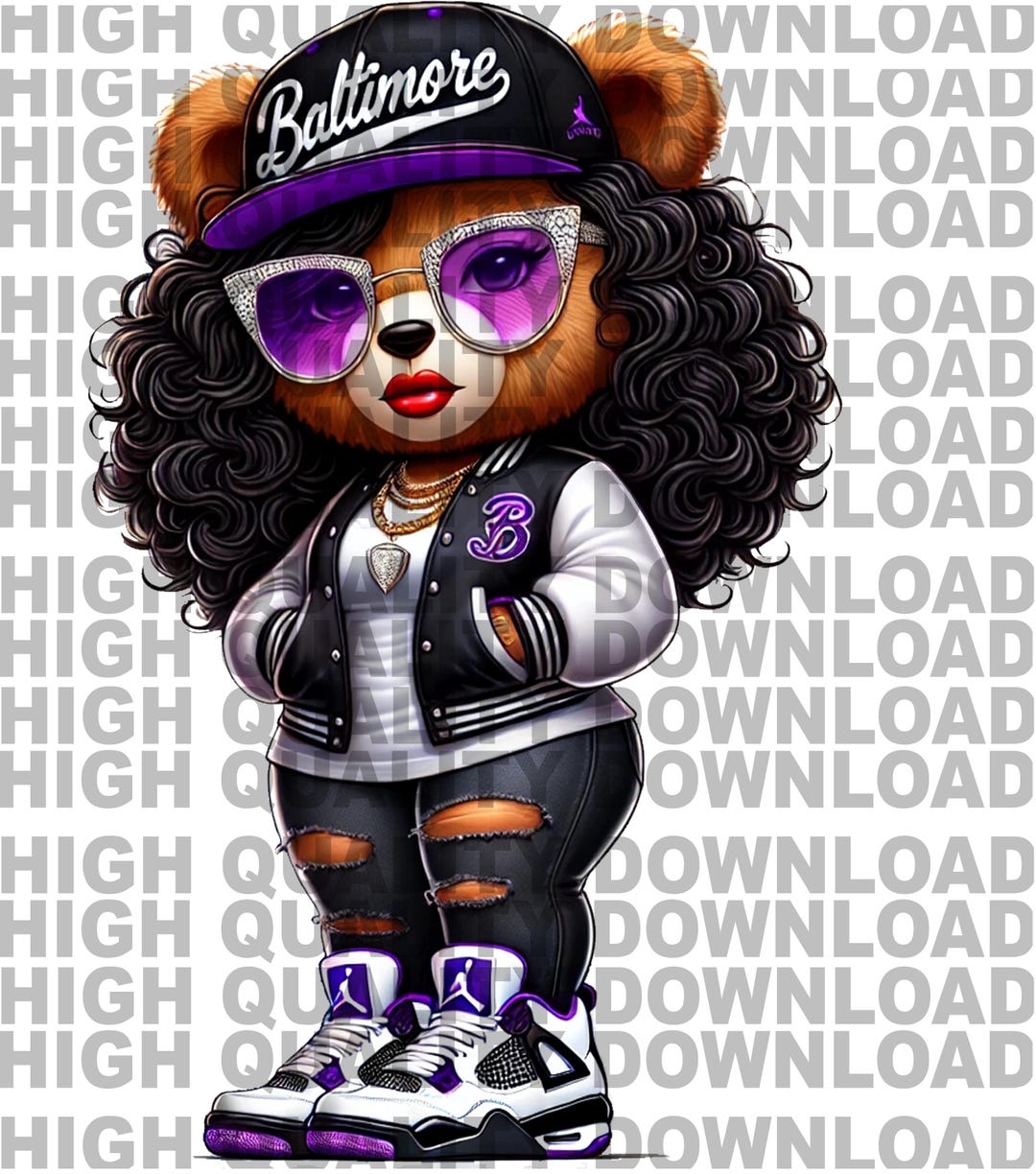 Baltimore Female Teddy Bear Png, PNG, Baltimore Inspired Png, Digital ...