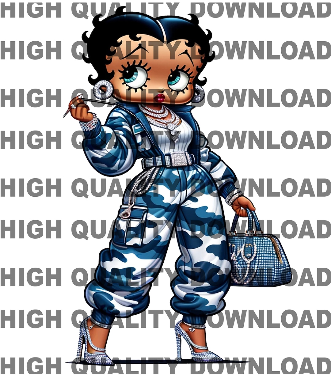 Blue Camo Betty Boop PNG, Cartoon Girl Graphic (digital Download) - Etsy