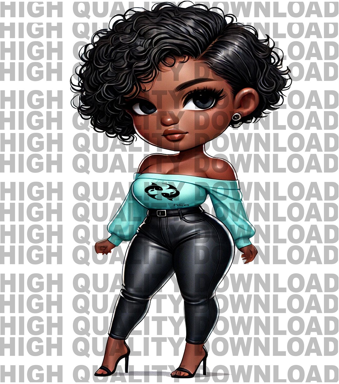 Zodiac Pisces Chibi Girl PNG - Cartoon Sublimation Design (digital ...