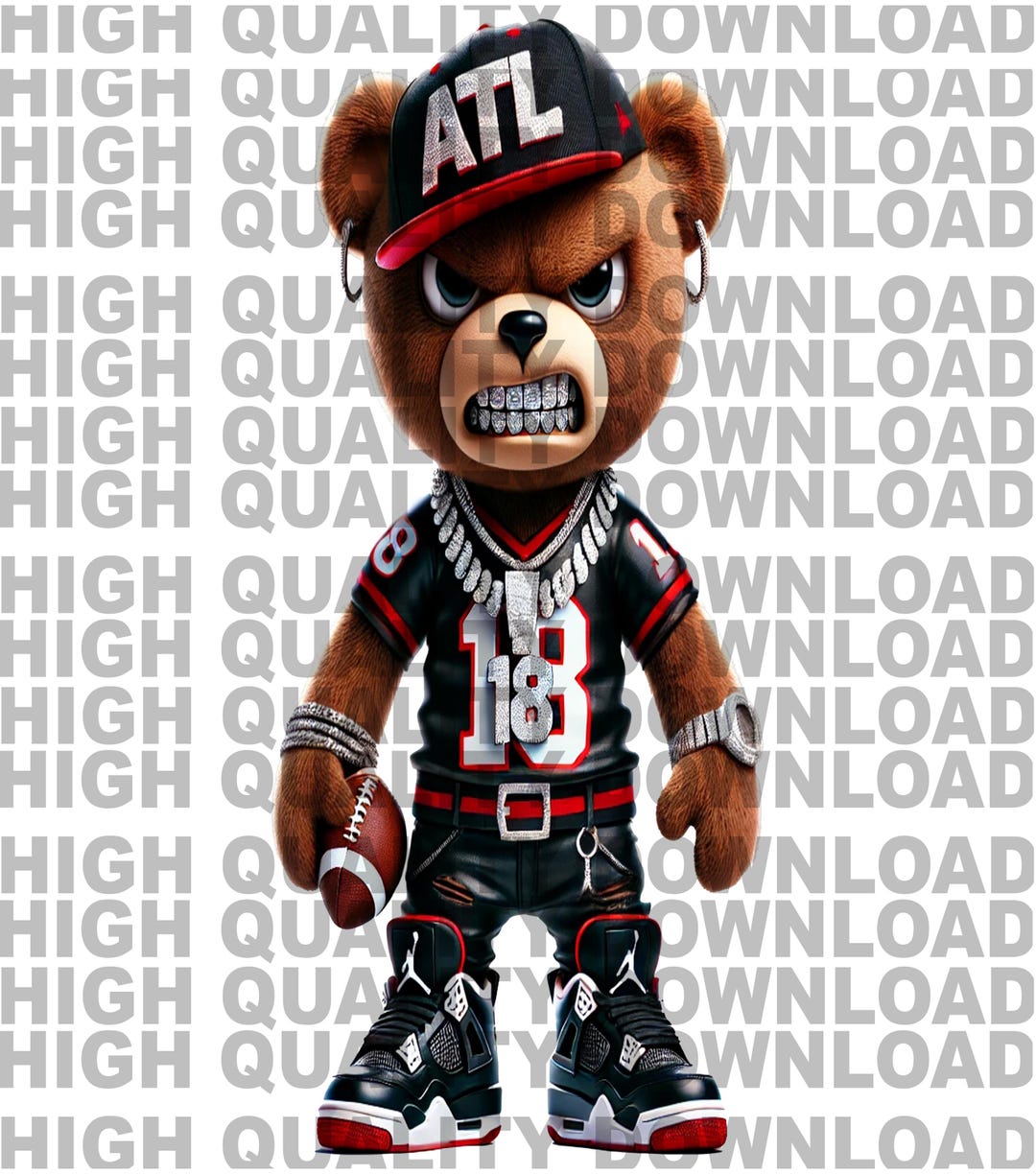 Atlanta Football Teddy Bear PNG - Digital Download for Fans - Etsy