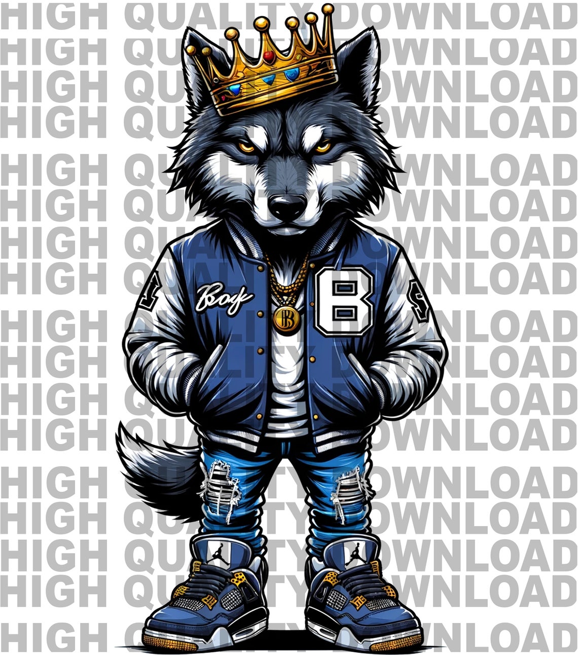 Hip Hop King Wolf Graffiti PNG: Cartoon Wolf Clipart (digital Download ...