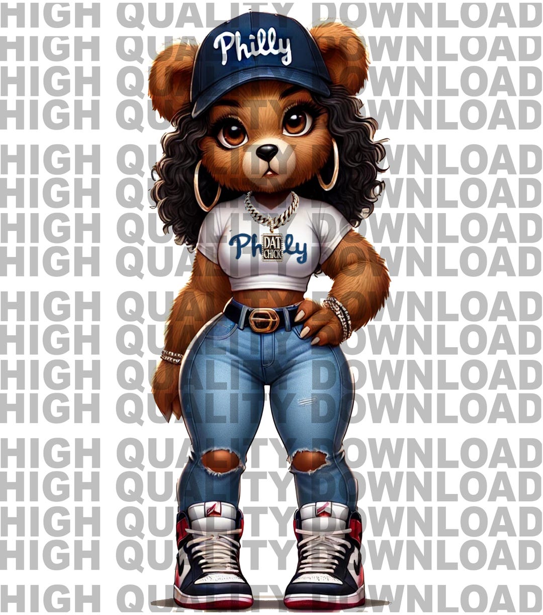 Philly Female Teddy Bear Cartoon, Girl Boss PNG (digital Download) - Etsy
