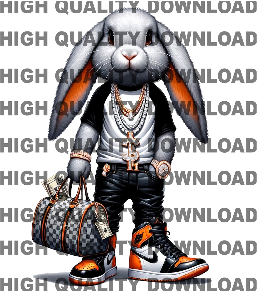 Graffiti Hip Hop Rabbit Holding Money, Cartoon Bunny Rabbit, Cash ...