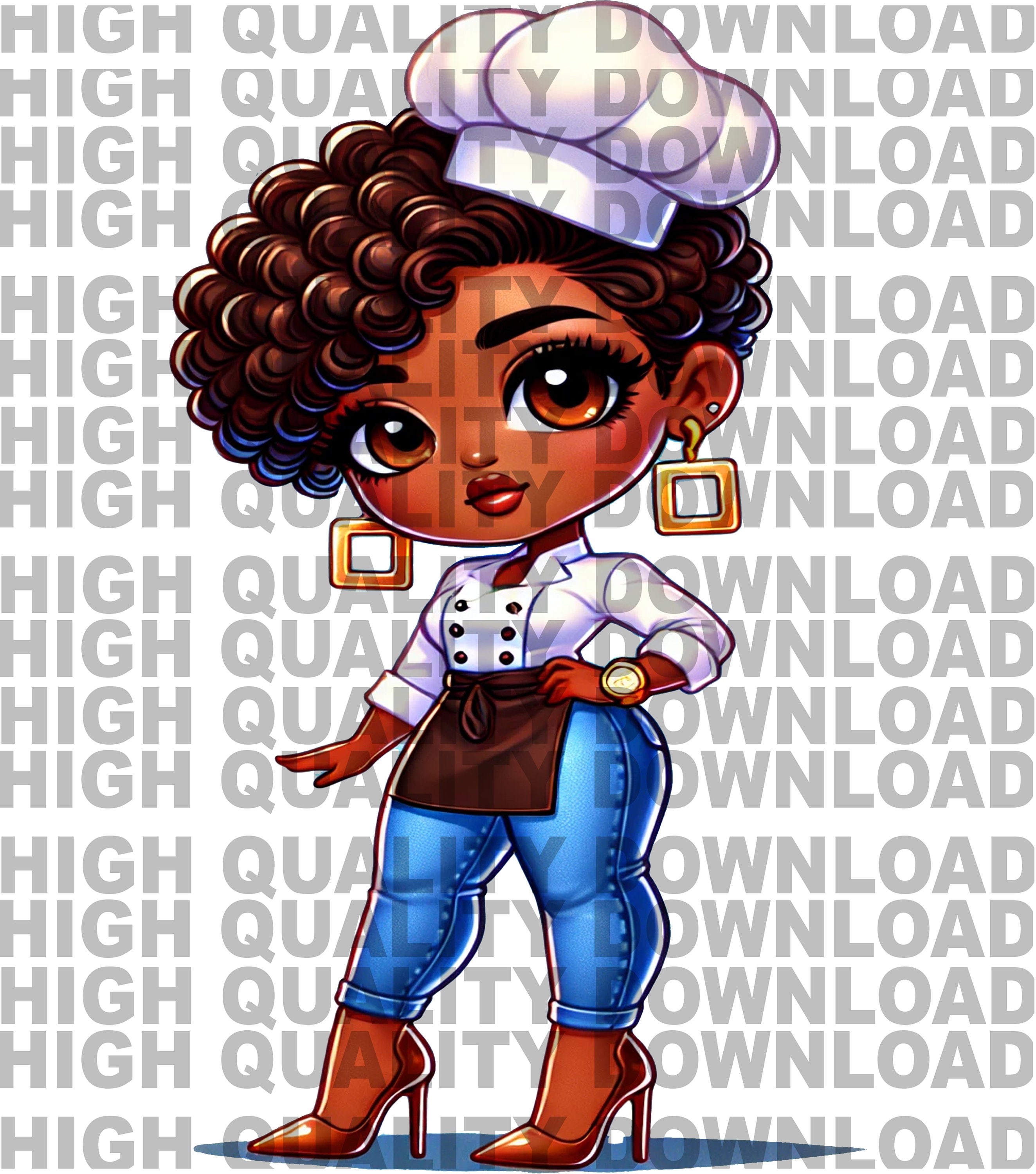 Black Female Chef Cartoon