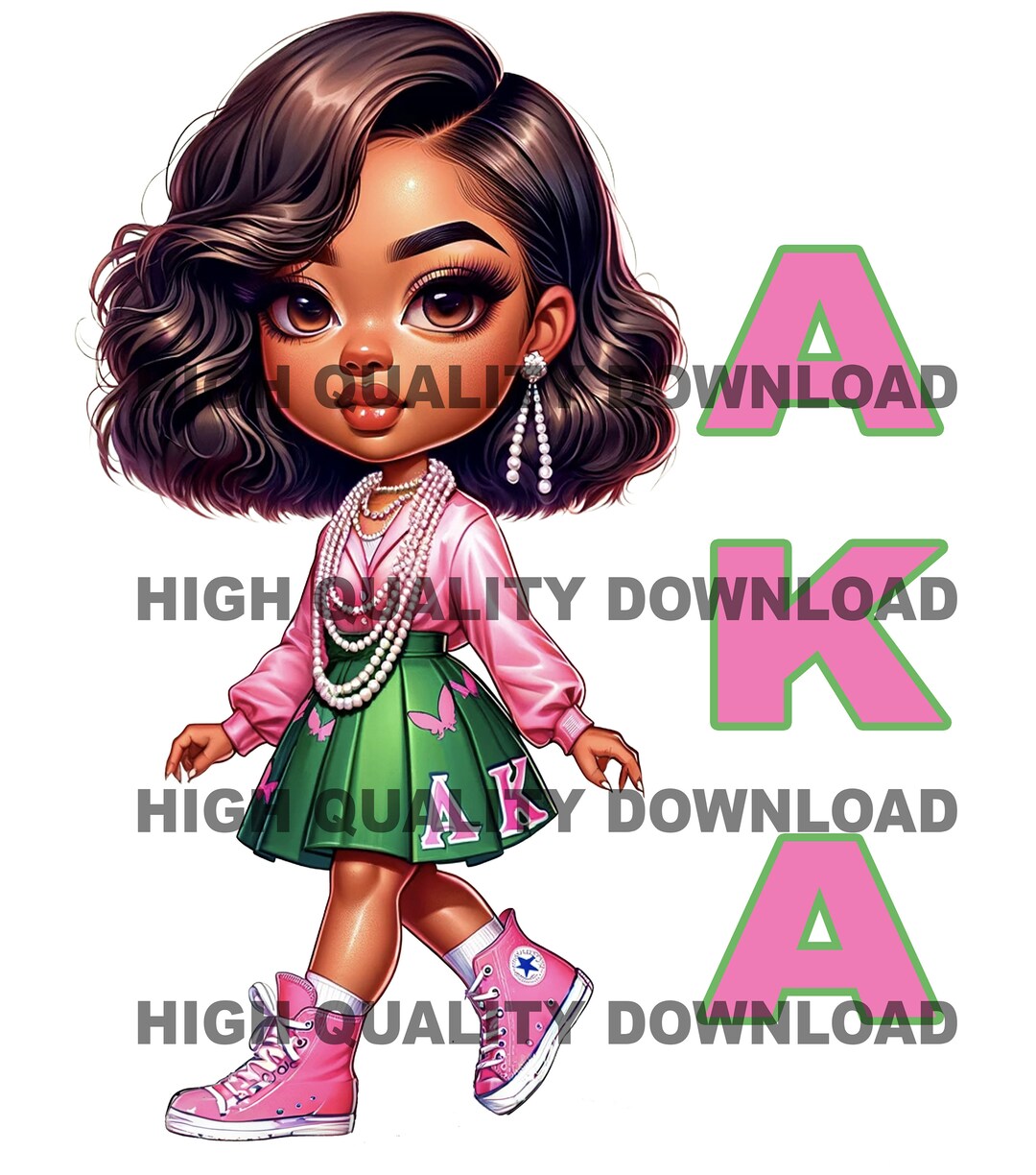 AKA png Alpha Kappa Alpha Sorority svg AKA Chibi PNG Chucks - Etsy.de