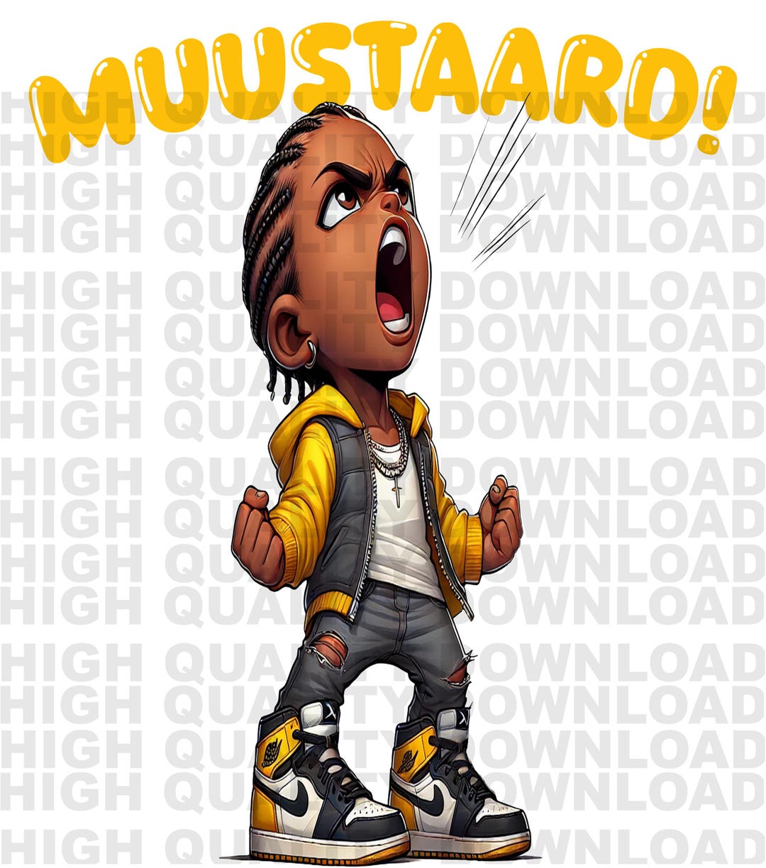 Kendrick Inspired Mustard Chibi PNG - HD 300 DPI Digital Download for T ...