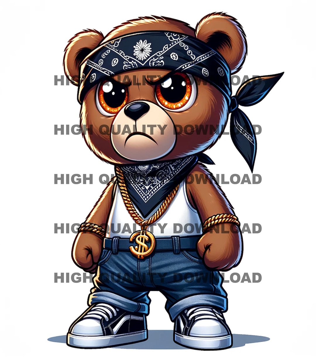 Graffiti Hip Hop Teddy Bear, Cartoon Teddy Bear, Sublimation, Digital ...