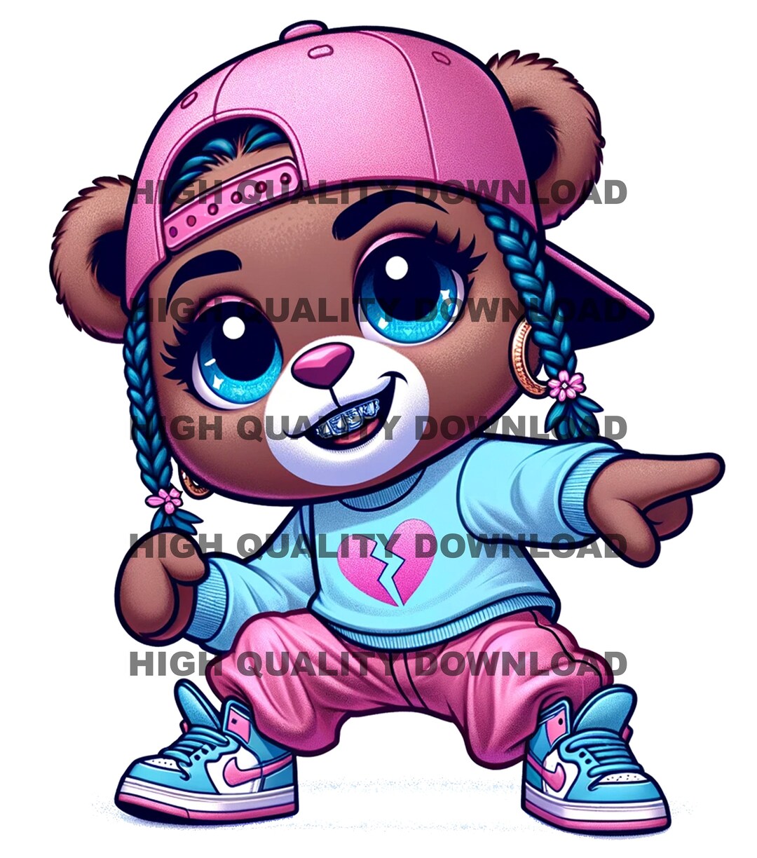 Graffiti Hip Hop Female Teddy Bear, Cartoon Teddy Bear, Sublimation ...