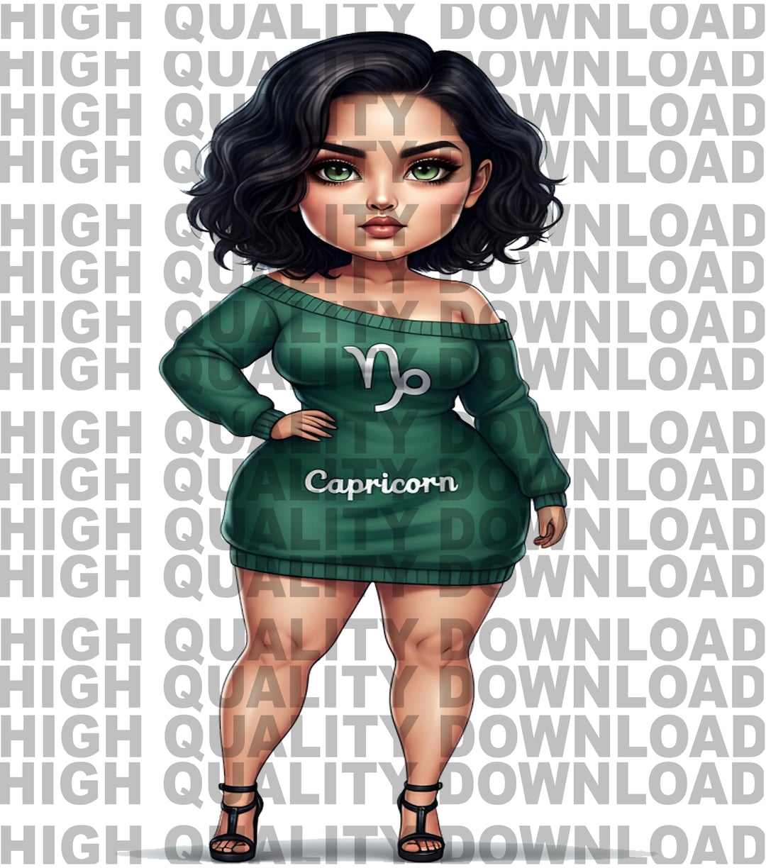 Capricorn Zodiac Chibi Female Png - Horoscope Png - Sublimation ...