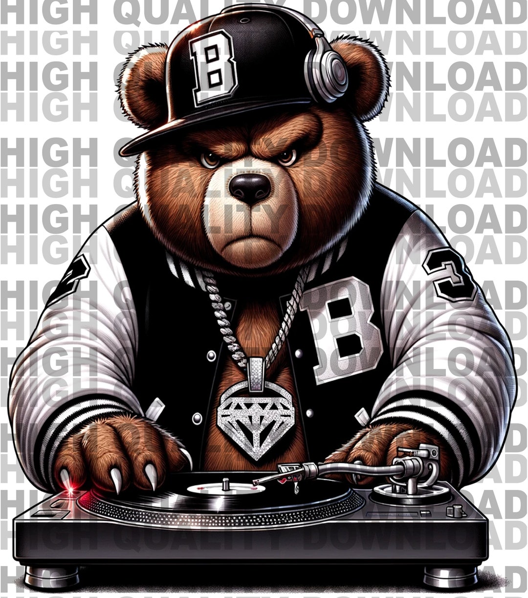 Hip Hop Teddy Bear DJ, Cartoon Teddy Bear, Music DJ, Rap, Sublimation ...