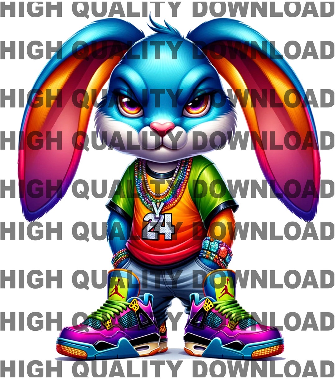 Graffiti Hip Hop Rabbit Holding Money, Cartoon Bunny Rabbit, Cash ...