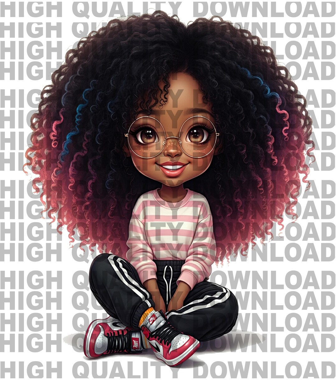 4 Afro-american Fun Chibi Girl - Smiles - Realistic Cute Chibi Girl ...
