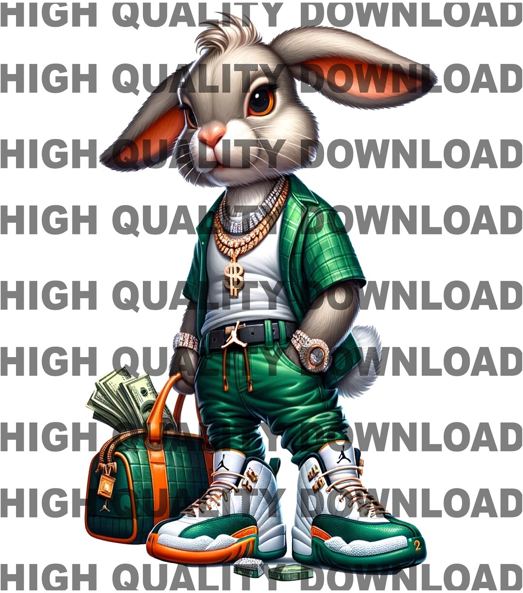 Graffiti Hip Hop Rabbit Holding Money, Cartoon Bunny Rabbit, Cash ...