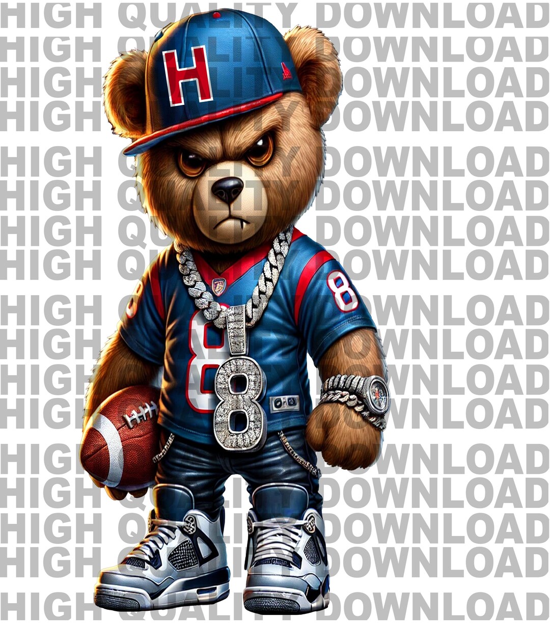 Houston Teddy Bear Png, H-town PNG, Football Inspired Png, Digital ...