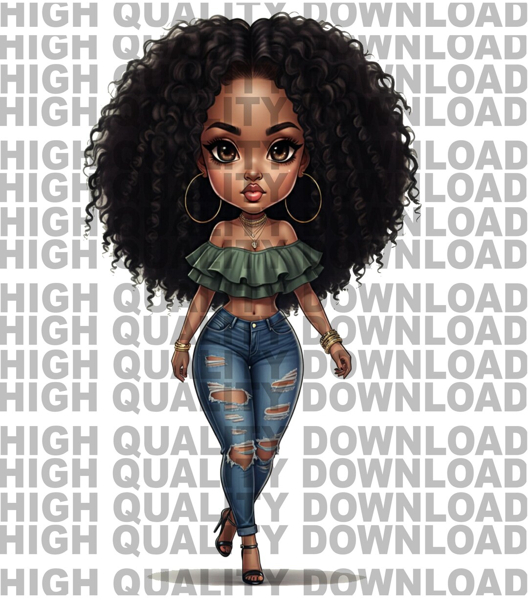 Stylish Chibi Woman Monday Inspirational - Digital Download PNG File ...