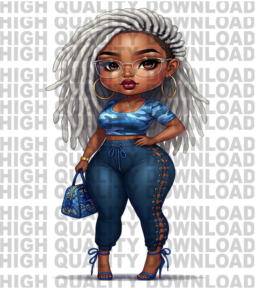 Stylish Chibi Woman - Digital Download PNG File, Png, Woman Clip Art ...
