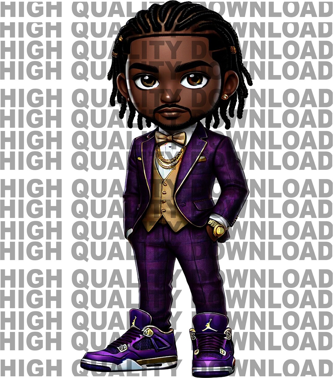 Purple and Gold Chibi Digital Download Png - Dreads - Etsy