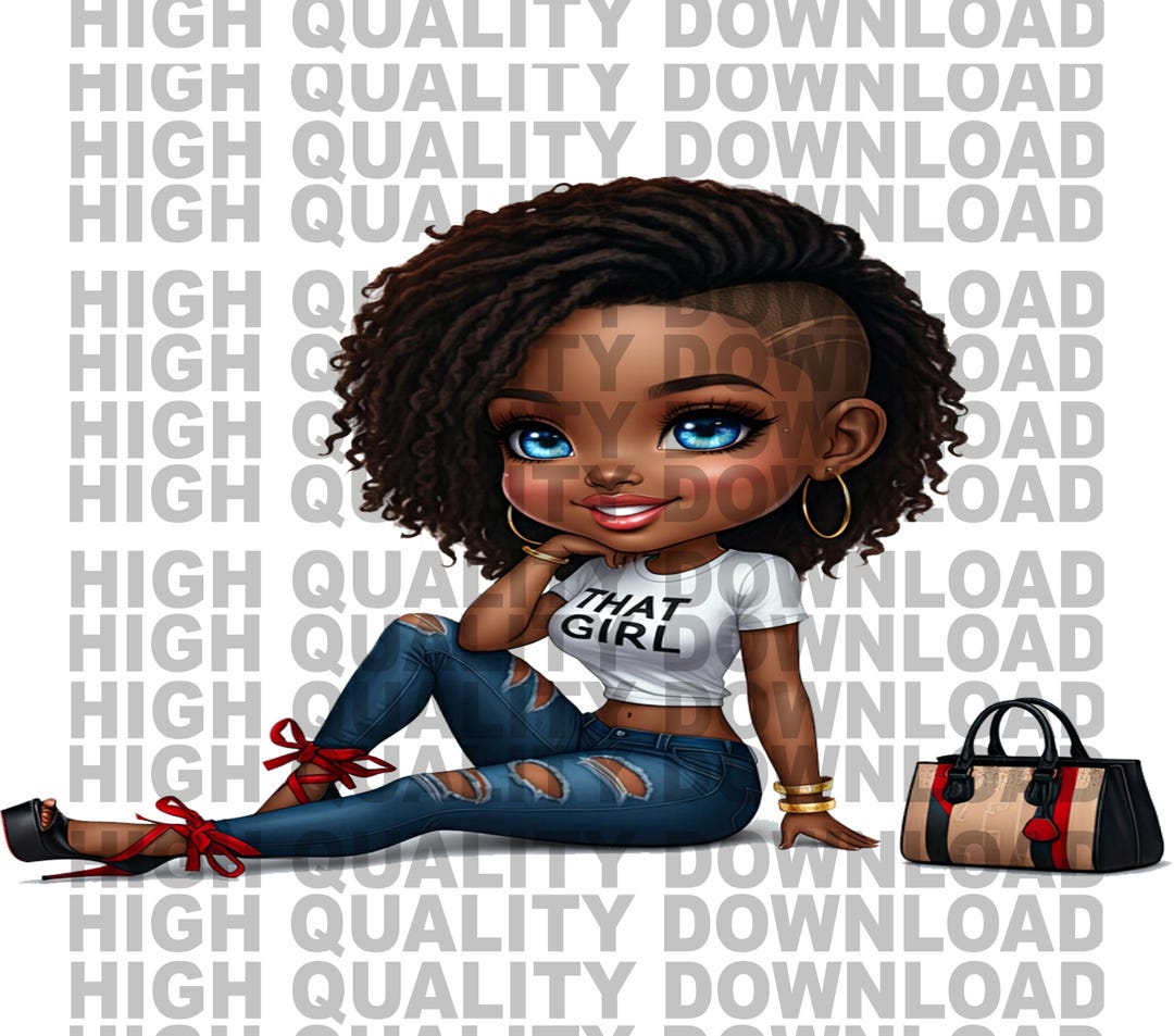 That Girl Chibi Png, Dat Chick Clip Art, Chibi Clip Art, Red Heels, DTF ...