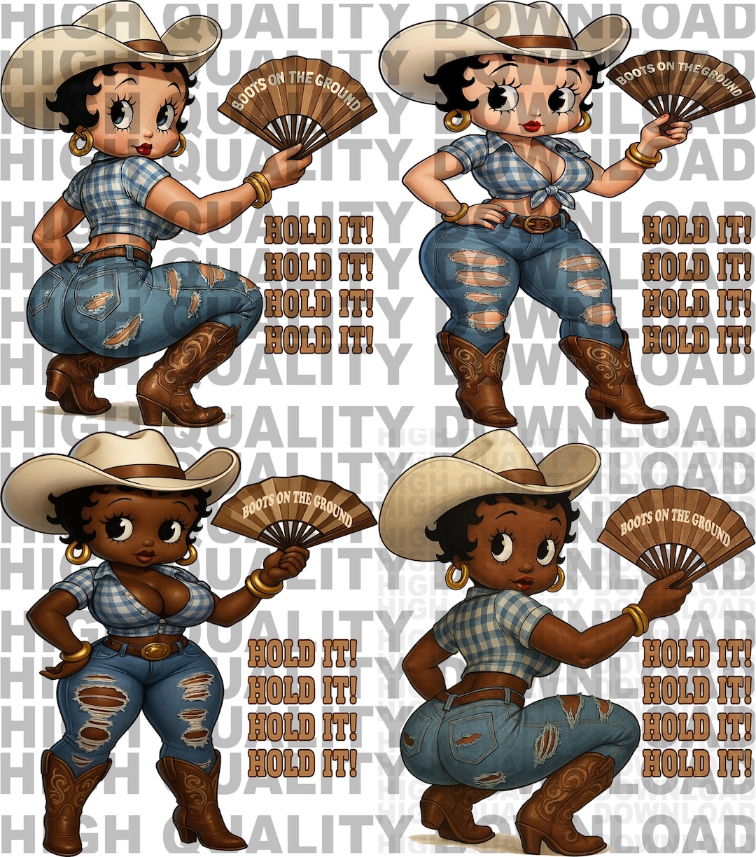 Betty Boop 'boots on the Ground' Digital Art - 4 PNG Files Bundle ...