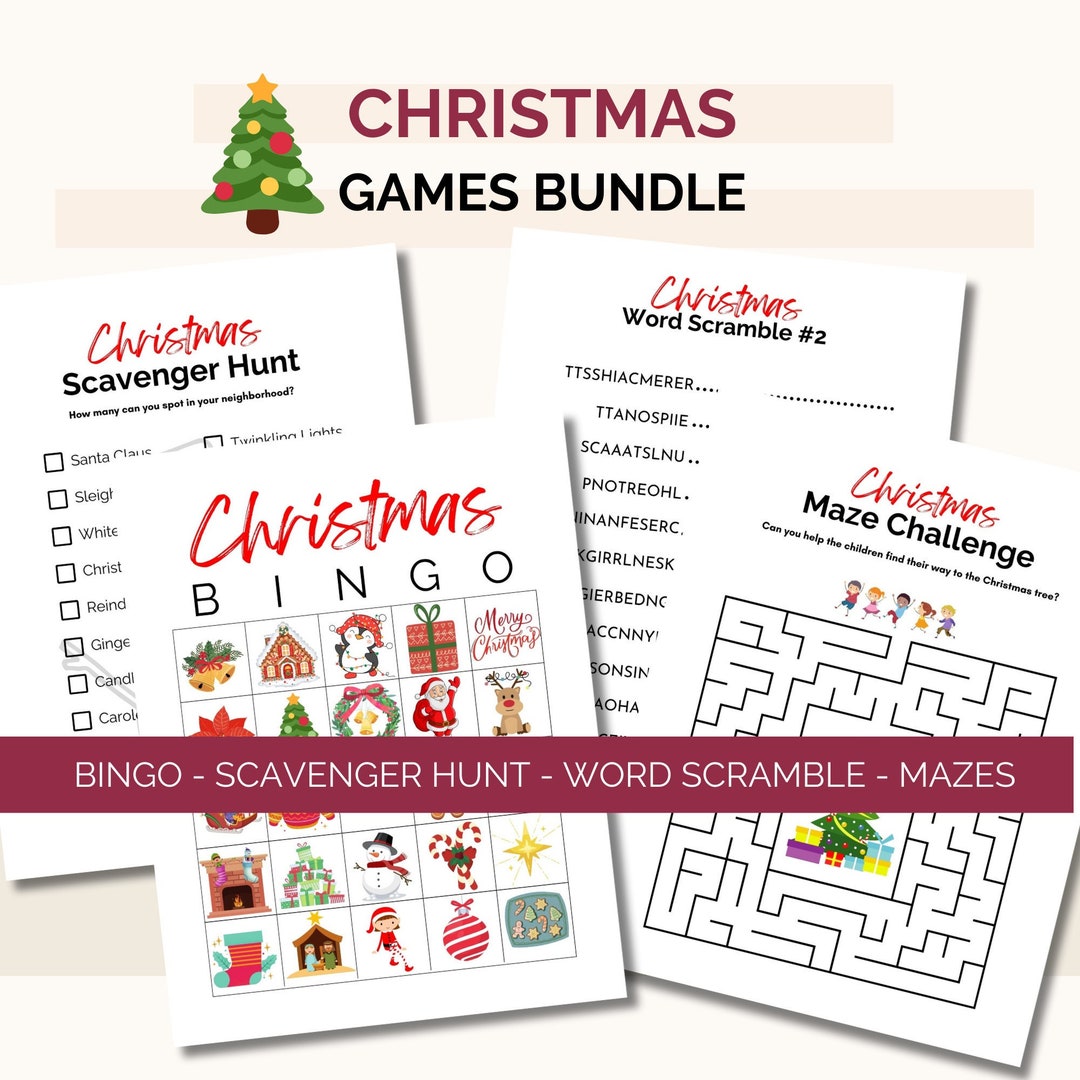 Christmas Games Bundle, Christmas Bingo, Christmas Scavenger Hunt ...