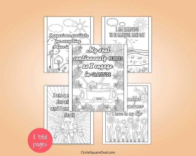 Gratitude Affirmations Coloring Pages, Thankfulness Coloring Pages ...