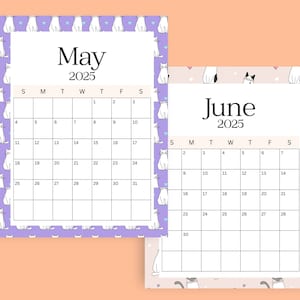 2025 Calendar Pages Cats, Cat Calendar for 2025 - Etsy