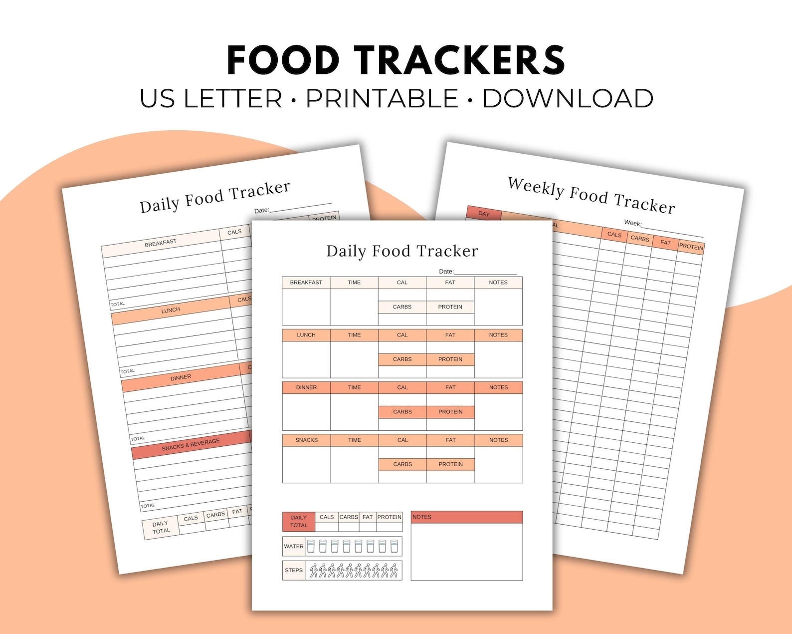 Food Tracker, Daily and Weekly Food Log, Calorie Counter, Carb and ...
