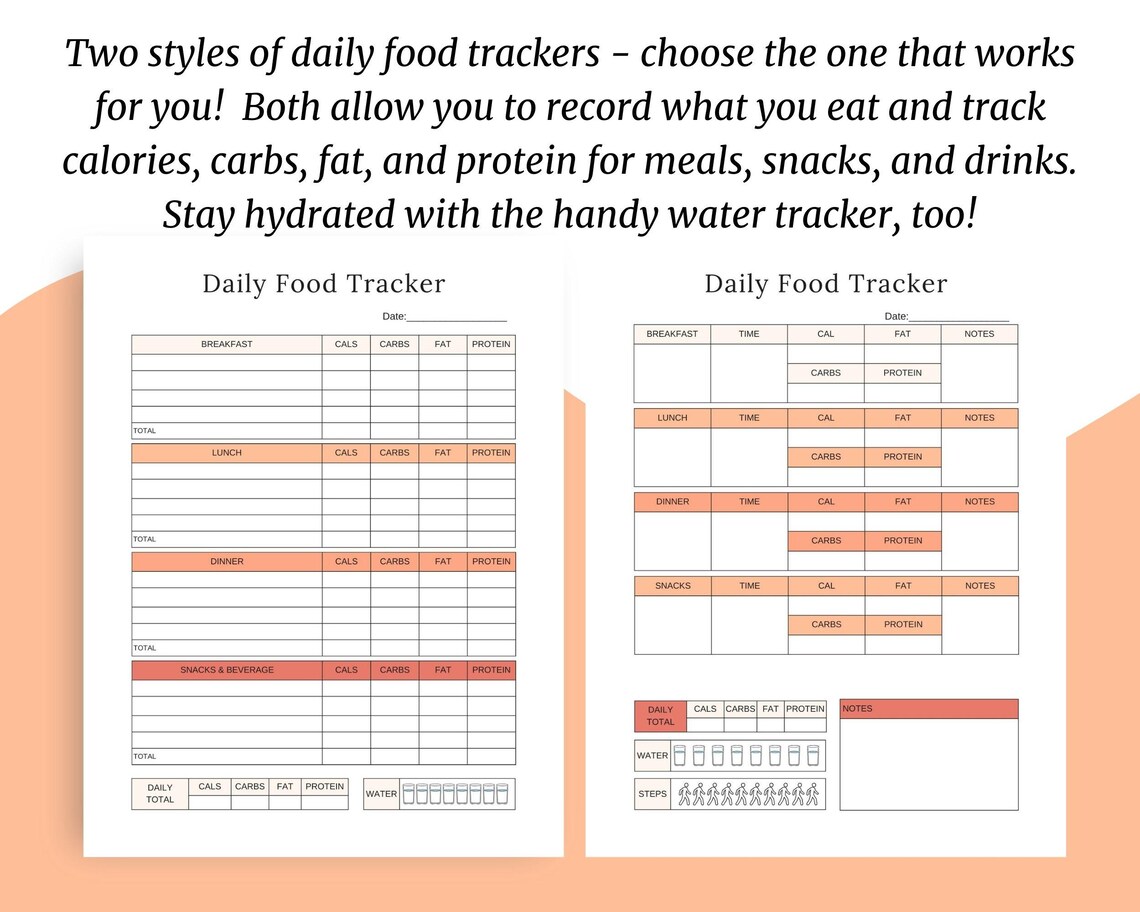 Food Tracker, Daily and Weekly Food Log, Calorie Counter, Carb and ...