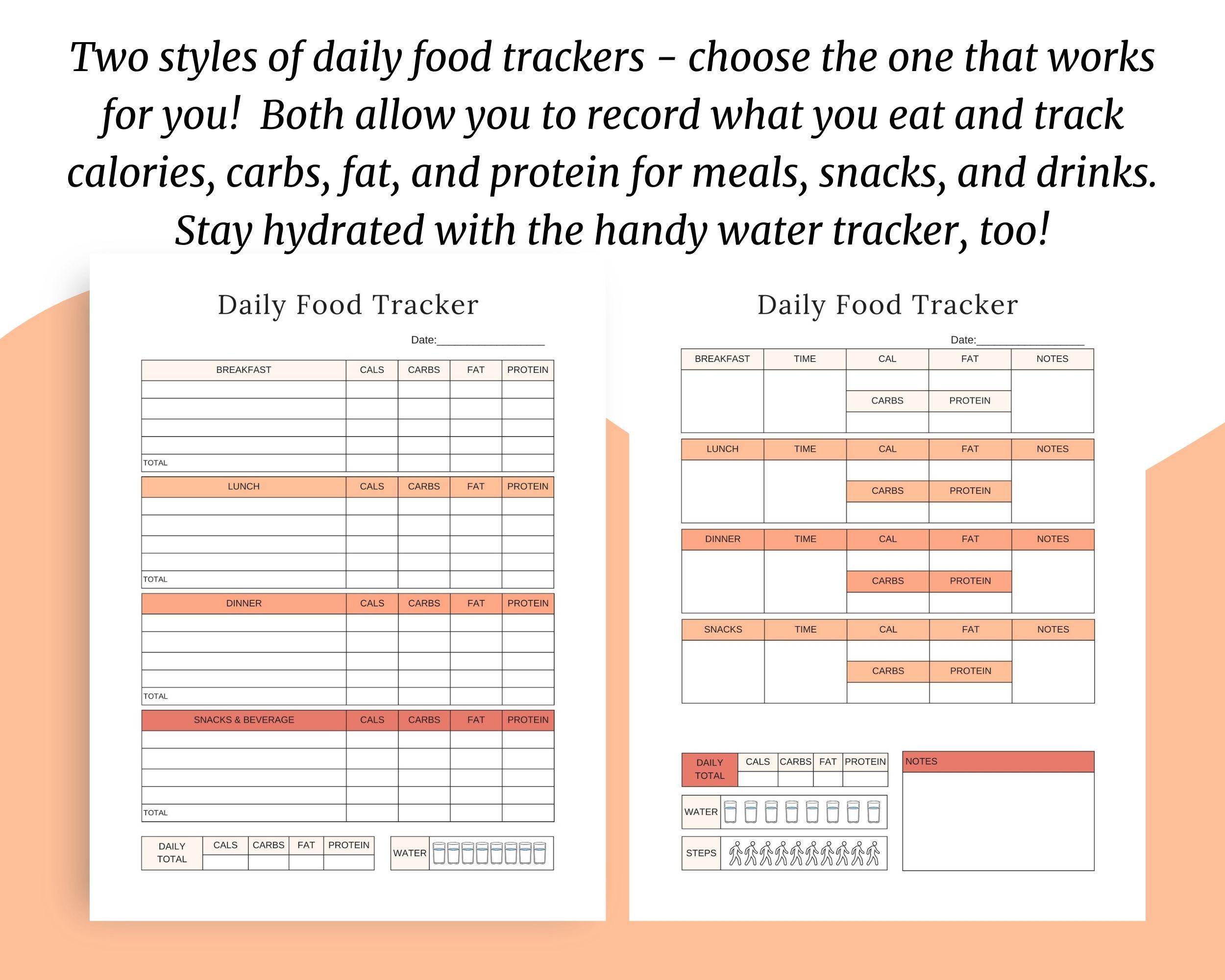 Food Tracker, Daily and Weekly Food Log, Calorie Counter, Carb and ...