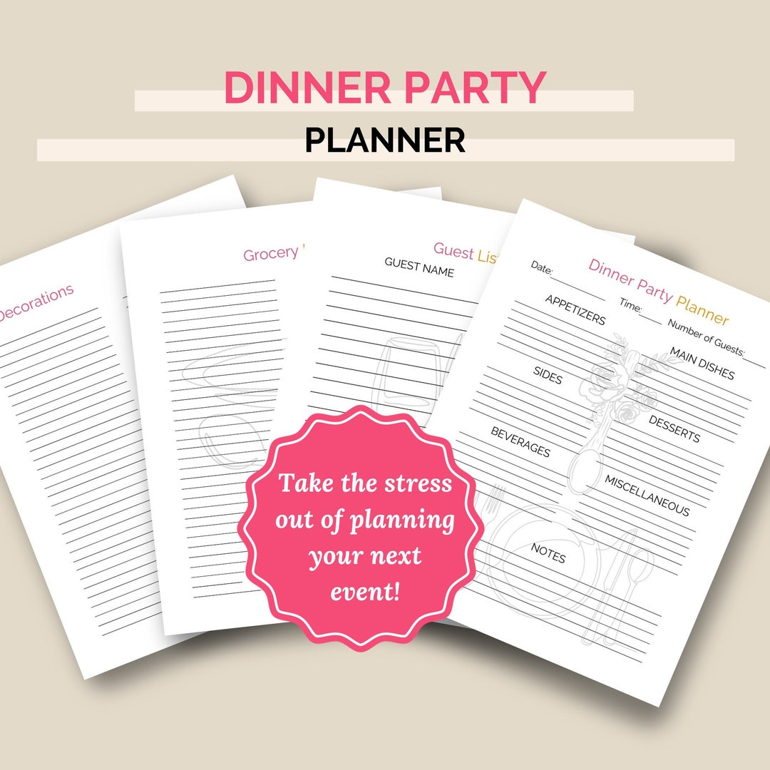 Dinner Party Planner, Easy Event Planner - Etsy