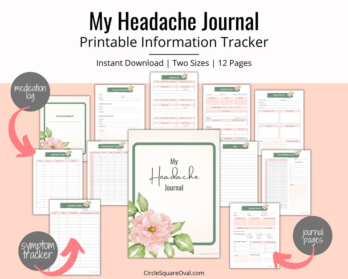 Headache Journal Headache Tracker Symptom Checklist - Etsy