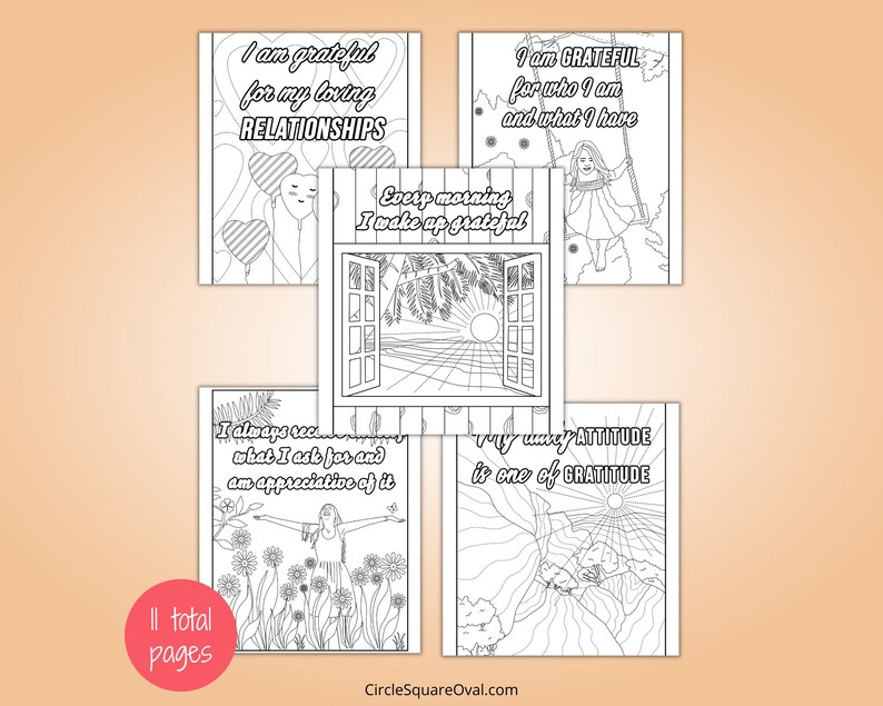 Gratitude Affirmations Coloring Pages, Thankfulness Coloring Pages ...