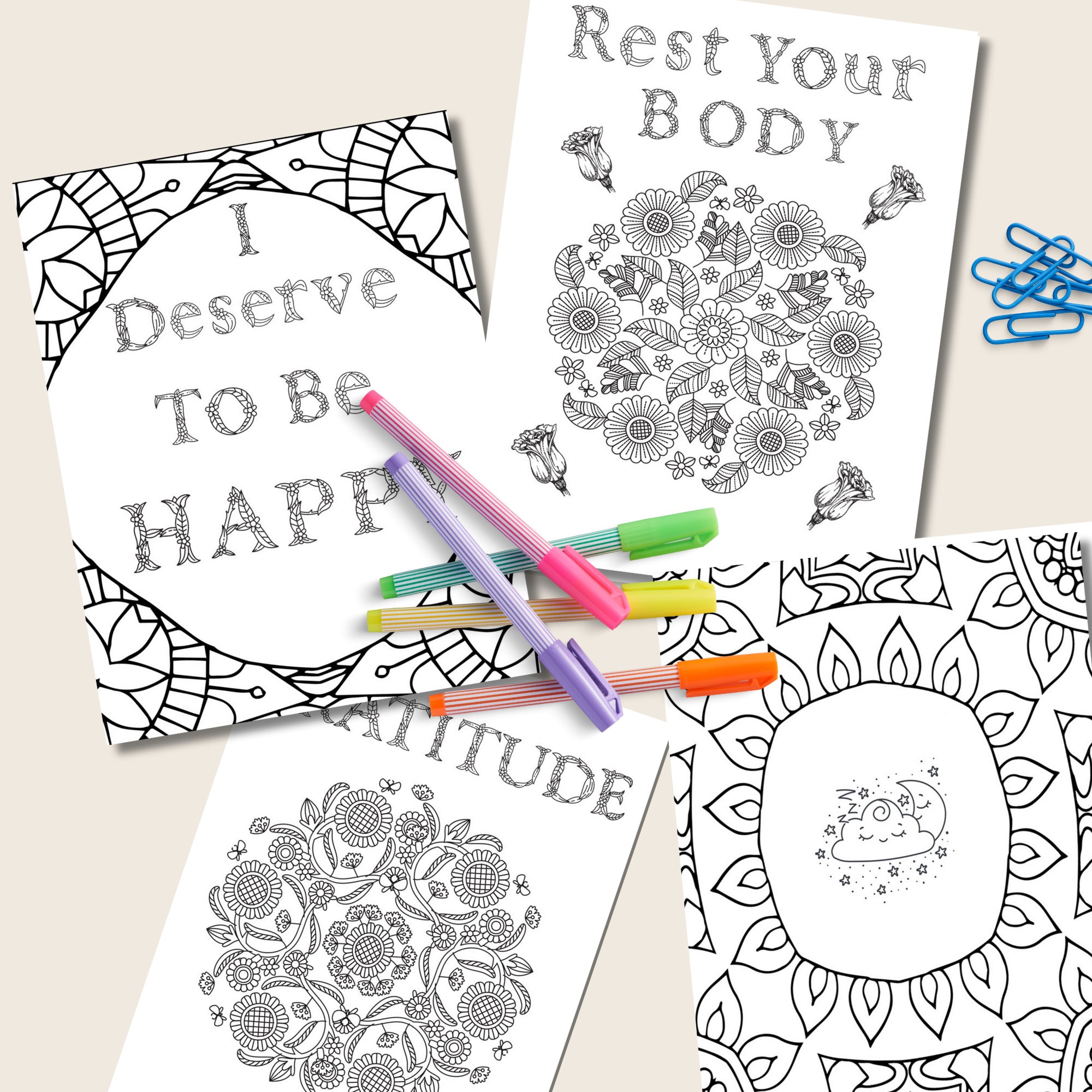 Coloring Pages for Positivity, Positive Mindset, Positive Thinking - Etsy