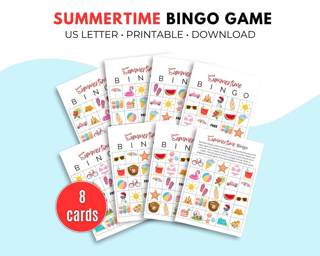 BINGO Game - Summertime Theme, Summer Bingo Group Activity - Etsy