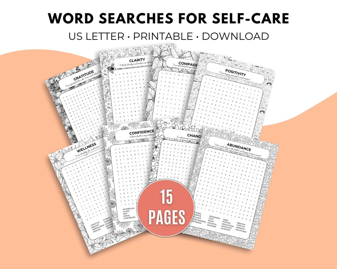 Word Searches for Self-care, Self-care Activity - Etsy