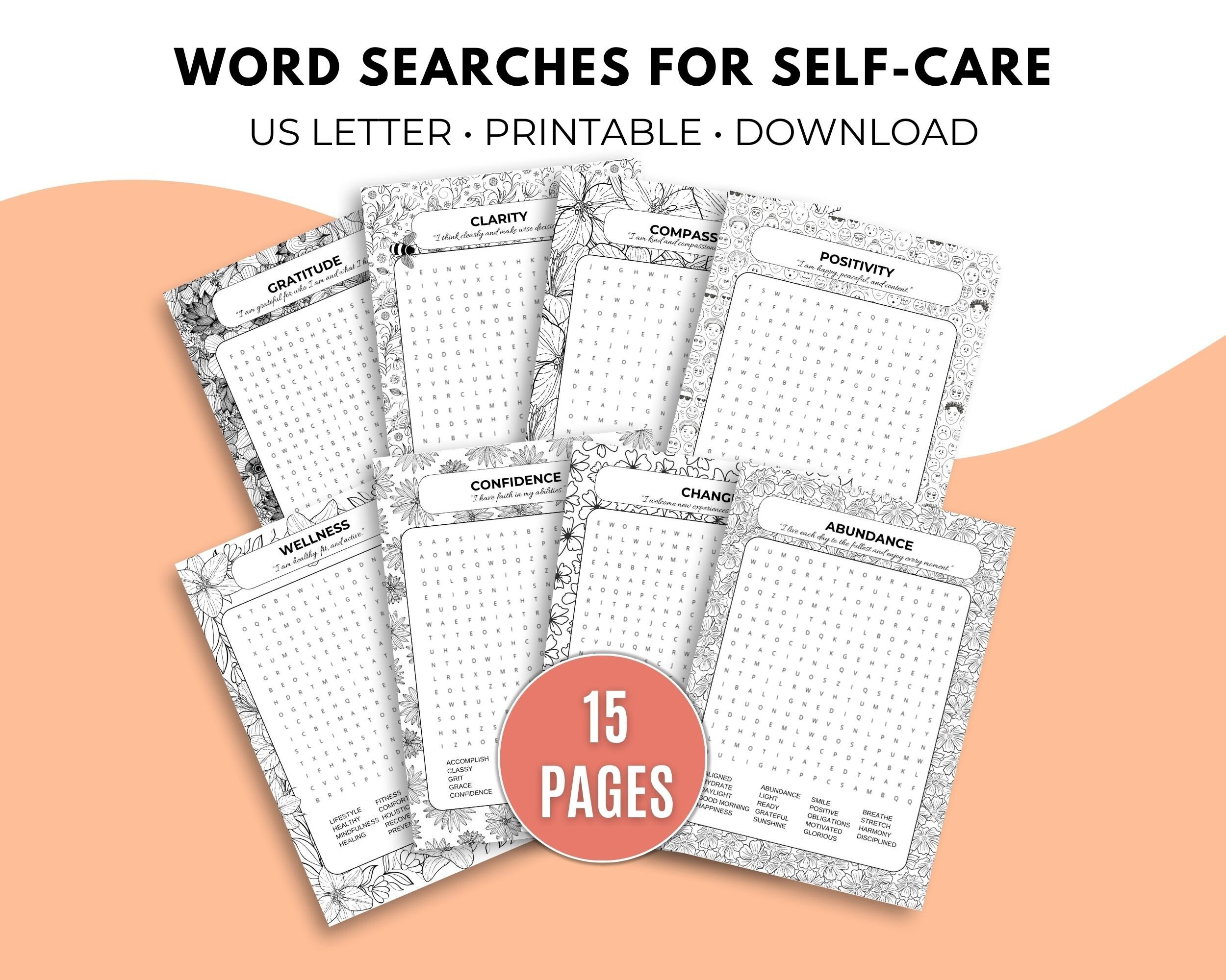 Word Searches for Self-care, Self-care Activity - Etsy