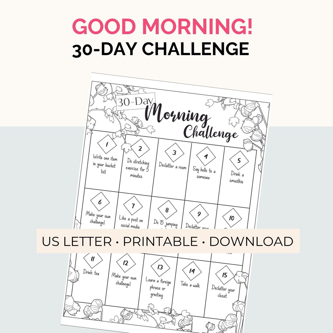 Morning Challenge, 30 Day Challenge, Morning Habit Builder, Coloring ...