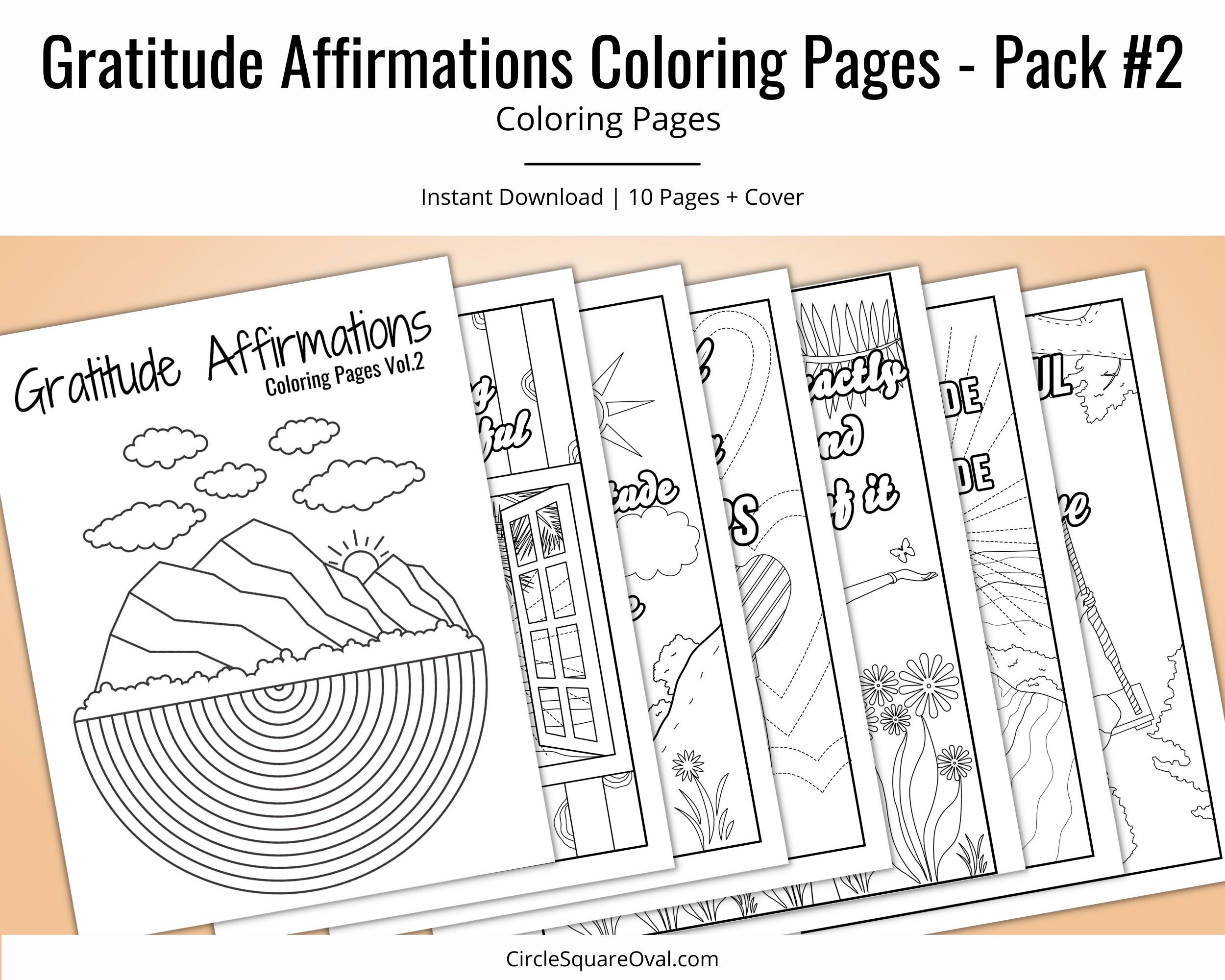 Gratitude Affirmations Coloring Pages, Thankfulness Coloring Pages ...