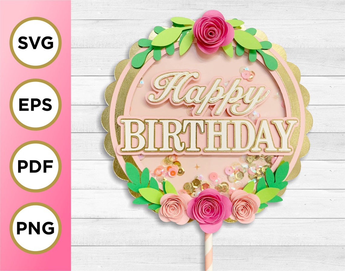 Shaker Cake Topper SVG3D Flowercutout Filehappy - Etsy